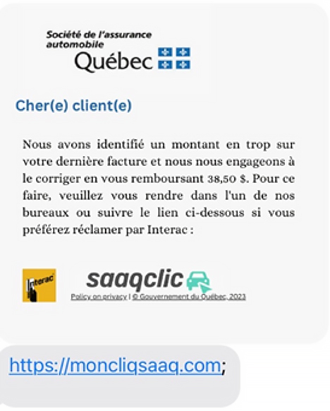 SAAQclic – Hameçonnage via SMS – Cybersécurité